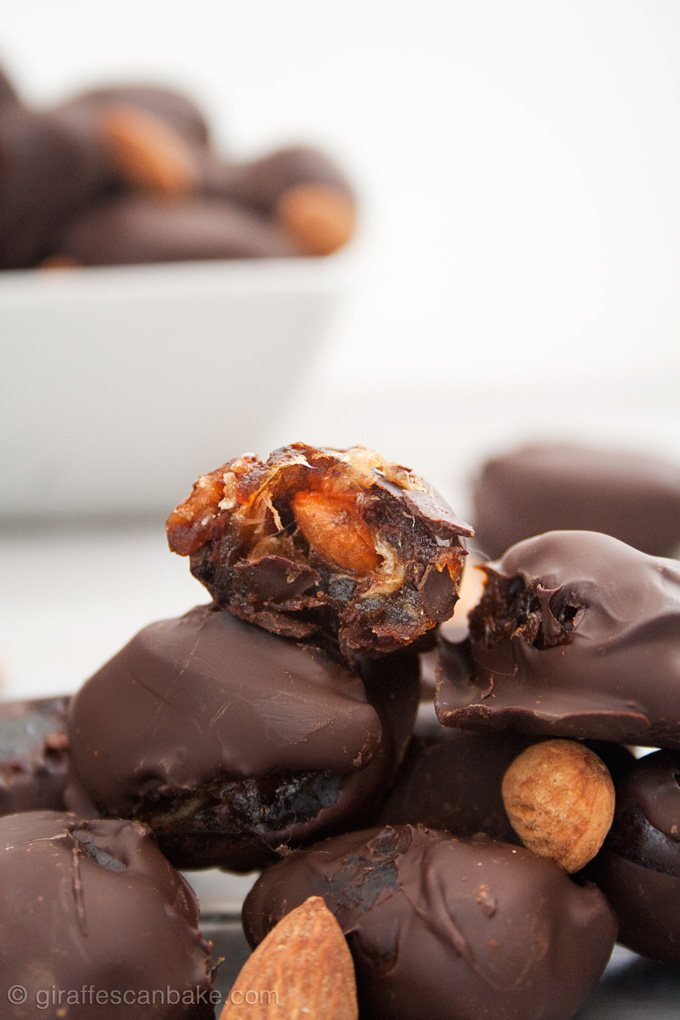 Almond Stuffed Chocolate Covered Dates - sweet, chewy dates stuffed ...